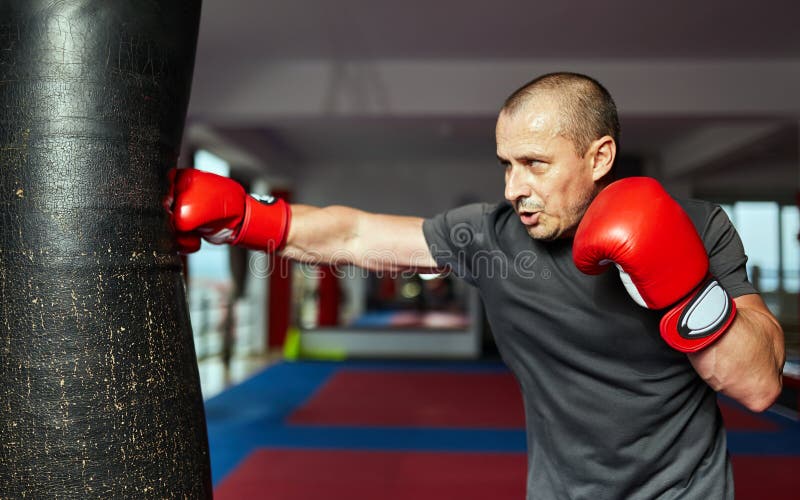 Boxer Working the Heavy Bag Stock Photo - Image of punch, adult: 156501046