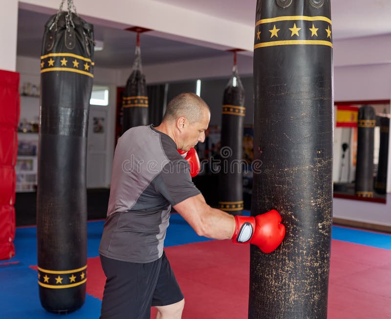 Boxer Working the Heavy Bag Stock Image - Image of fighter, adult ...