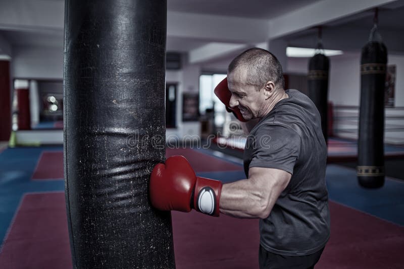 Boxer Working the Heavy Bag Stock Image - Image of caucasian, punching ...