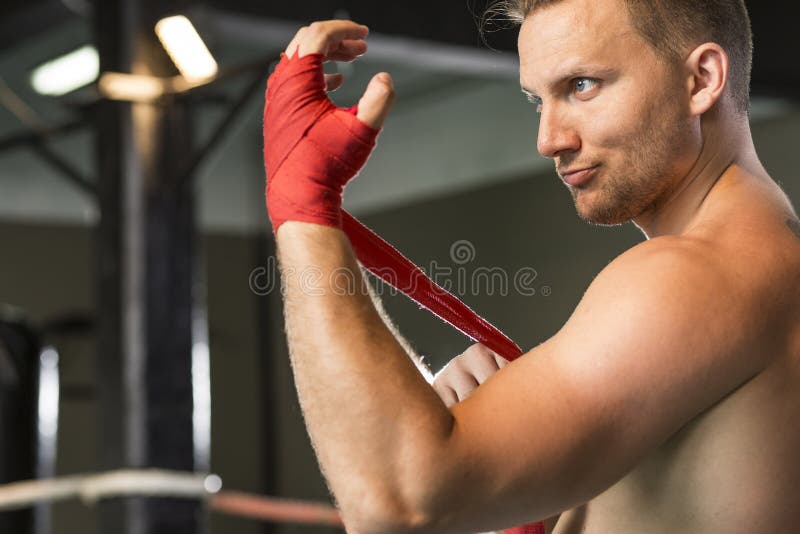 Boxer wrapping his hand stock image. Image of martial - 80562599