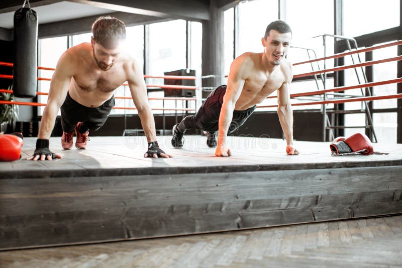 Boxers Doing Push-ups at the Gym Stock Image - Image of kickboxing ...