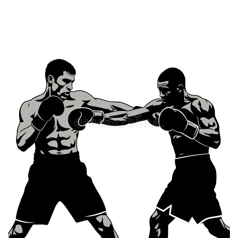 Boxers Fighting in Ring - Dynamic Combat Sport Stock Vector ...