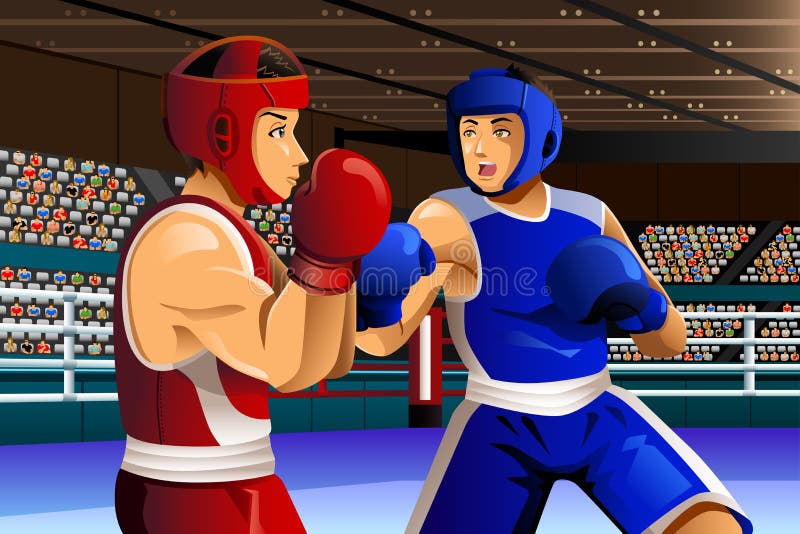 Boxers fighting in ring stock vector. Illustration of boxing - 53974213