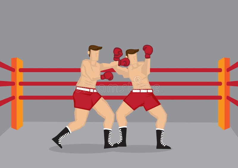 Muscular Boxers Fighting in Boxing Ring Vector Illustration Stock ...