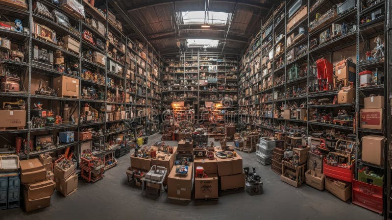 Boxes Arranged in a Factory Distribution Warehouse. Stock Photo Stock ...