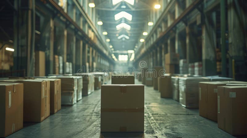 Boxes Arranged Rows Inside Spacious Warehouse Stock Photos - Free ...