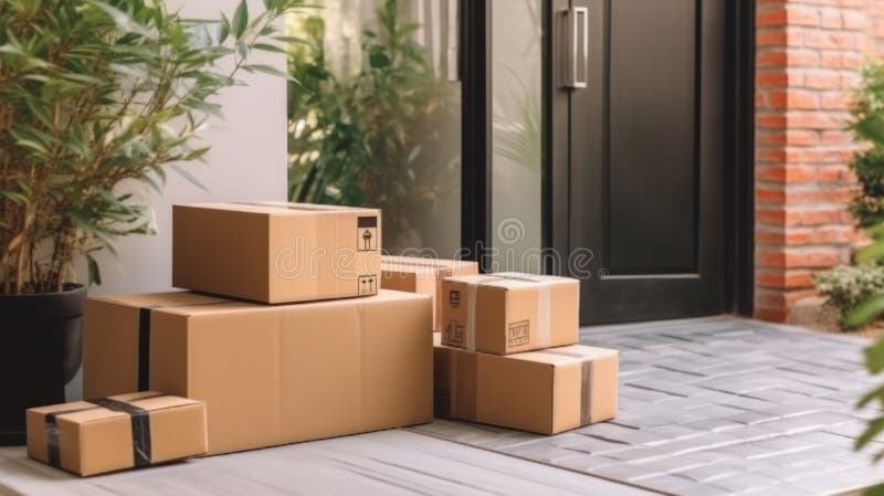 Boxes Arranged in a Stack on the Ground. Generative Ai Stock Image ...