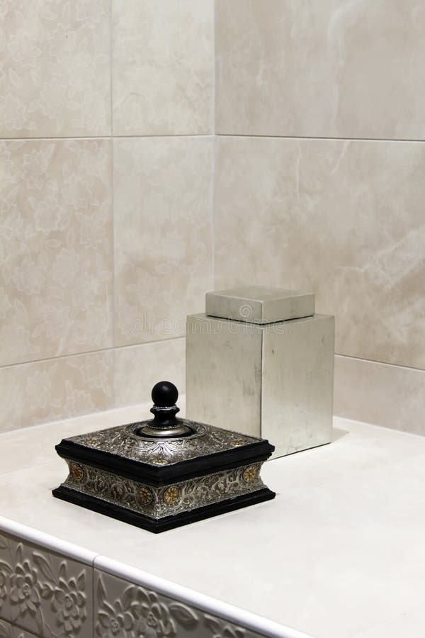 Boxes in a bathroom stock photo. Image of faucet, glass - 13884848