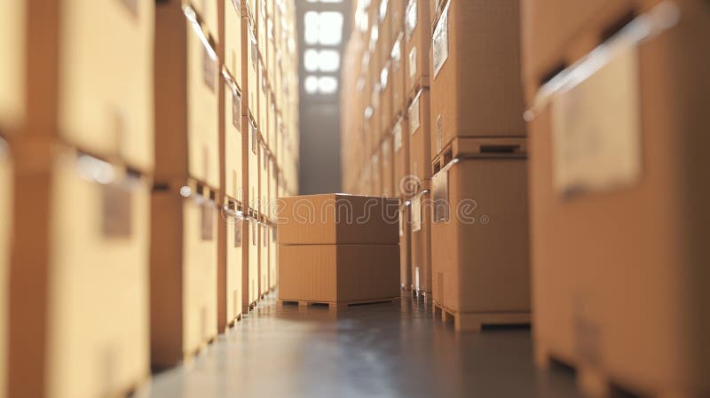 Boxes Being Stacked Carefully in a Warehouse for Efficient Stock ...