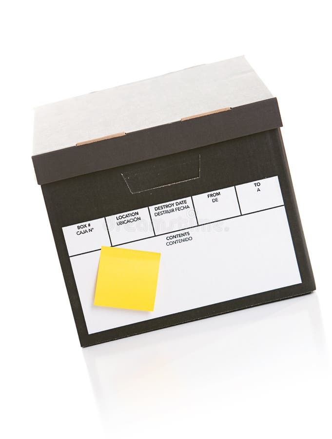 Boxes: Box with Post it Note Stock Image - Image of files, cardboard ...