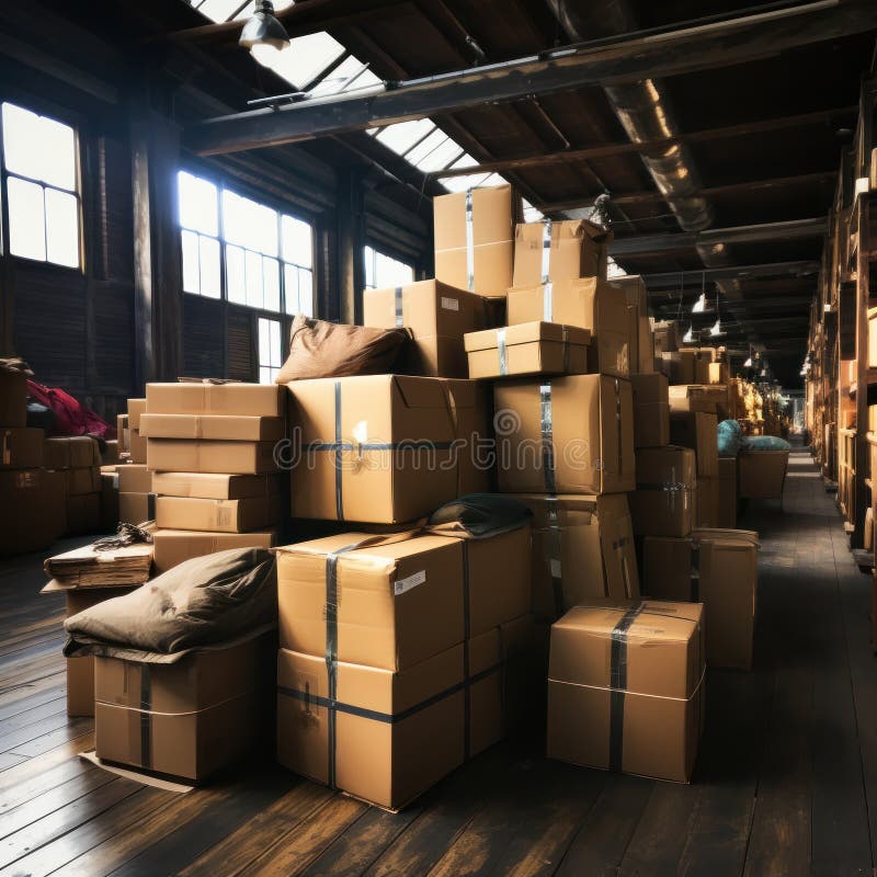Boxes and Cardboard in Storage Warehouses for Export and Import ...