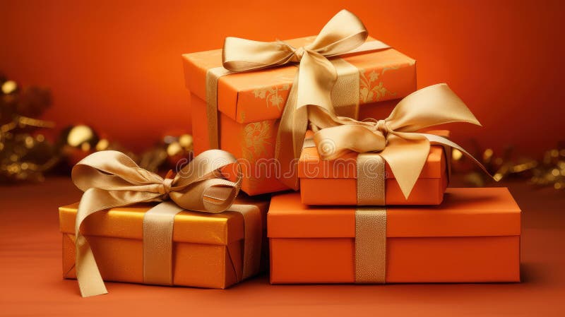 Boxes Christmas Orange Background Stock Illustration - Illustration of ...