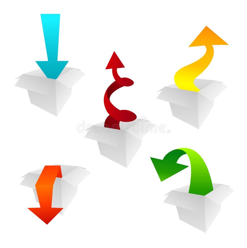 Boxes with colorful arrows stock illustration. Illustration of space ...