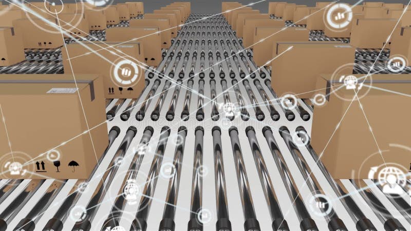 Boxes on Conveyor Belts with Network Connections and Logistics ...