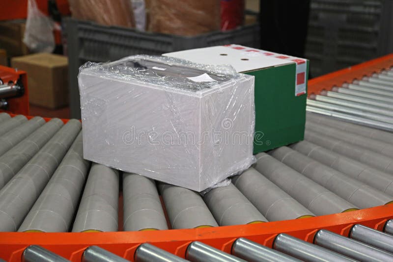Boxes at Conveyor stock photo. Image of transportation - 118374536