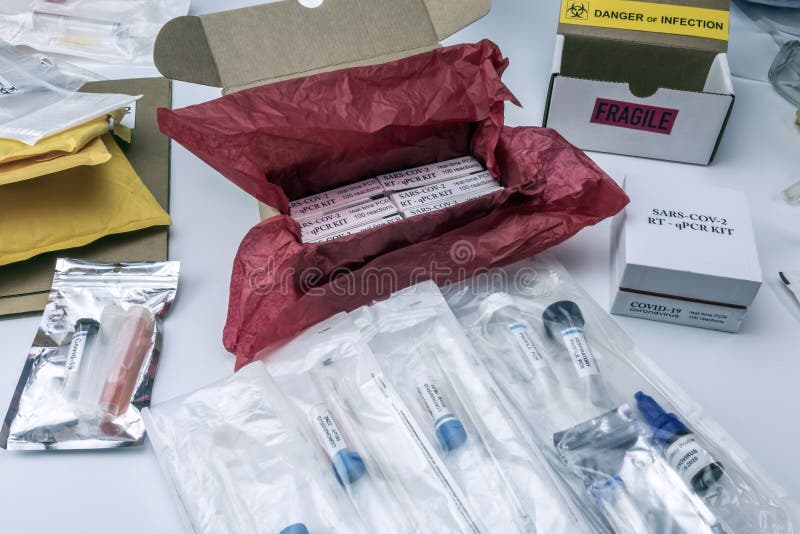 Boxes with Covid-19 PCR Kit in Hospital Warehouse Editorial Photography ...