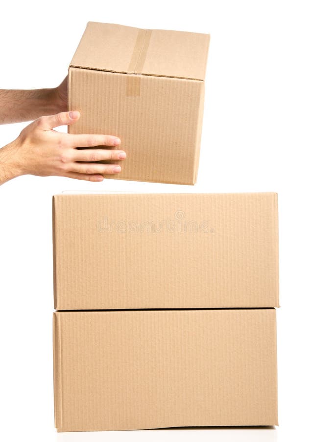 Boxes delivery in hand stock image. Image of hands, person - 135868423