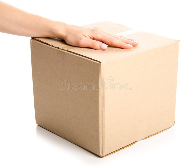 Boxes delivery in hand stock photo. Image of caucasian - 135868576