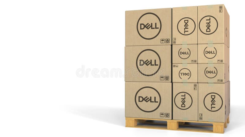 Boxes with Dell Logo on Pallet. Editorial 3D Rendering Editorial Stock ...