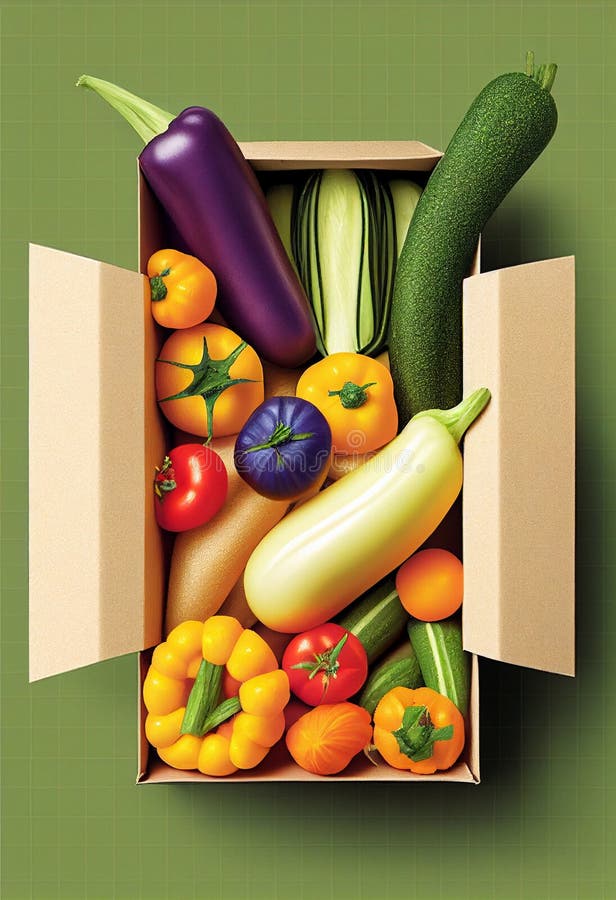 Boxes with Different Homemade Vegetables in the Field. Generative AI ...