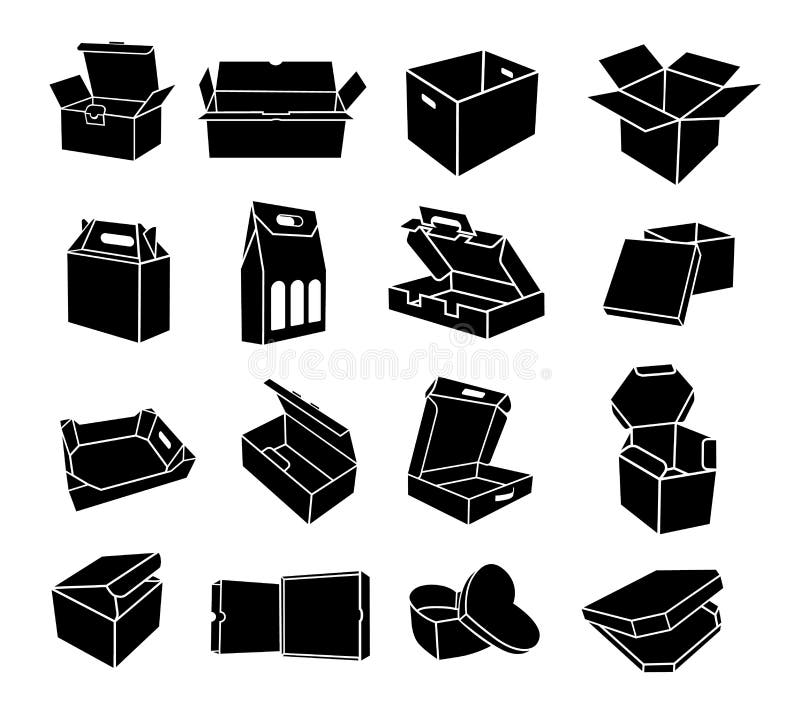 Boxes of Different Shapes Icons Set, Simple Style Stock Illustration ...