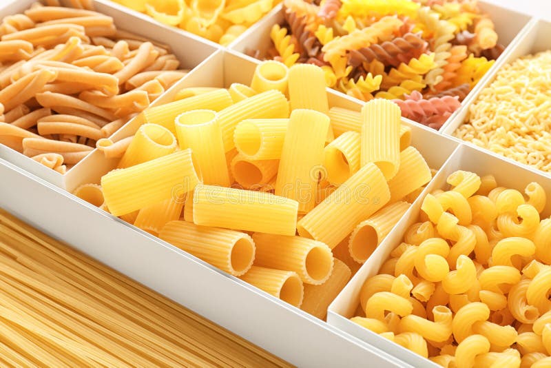 Boxes with Different Uncooked Pasta, Closeup Stock Photo - Image of ...