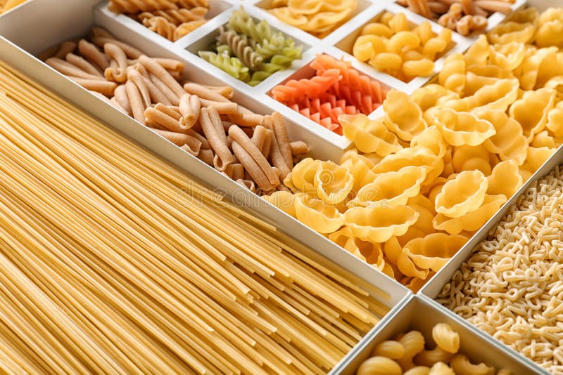 Boxes with Different Uncooked Pasta, Closeup Stock Photo - Image of ...