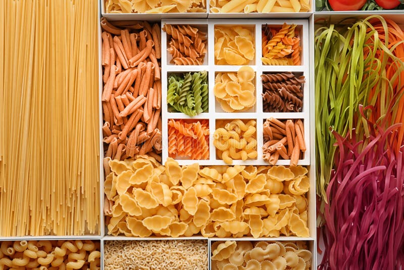 Boxes with Different Uncooked Pasta, Top View Stock Photo - Image of ...