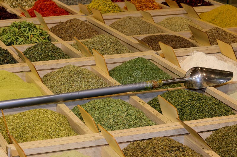 Boxes with the Exotic Spicy Spices from All Over the World Stock Image ...