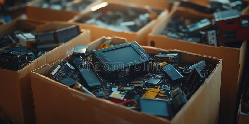 Boxes Filled with Assorted Computer Parts and Electronic Components ...