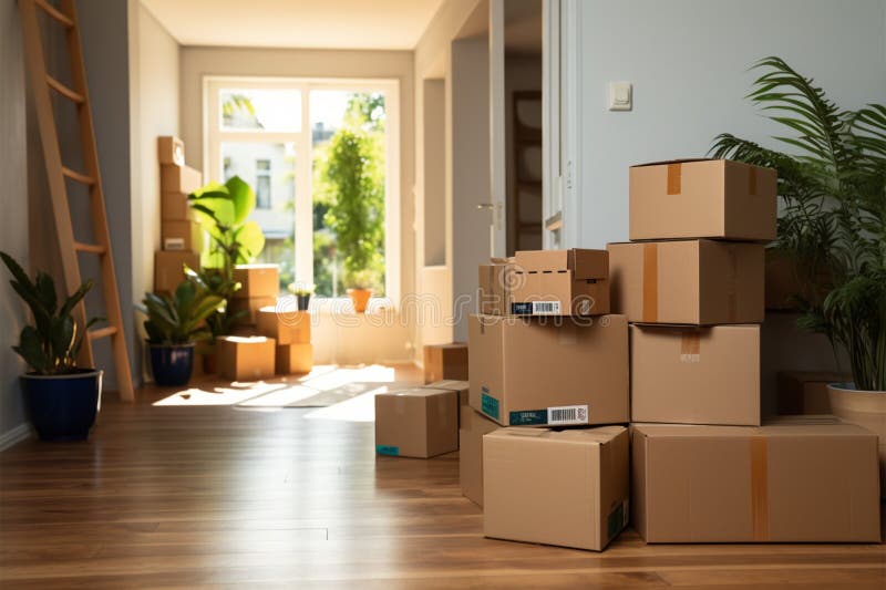 Boxes on the Floor in a Homes Hallway, Signifying Relocation Stock ...