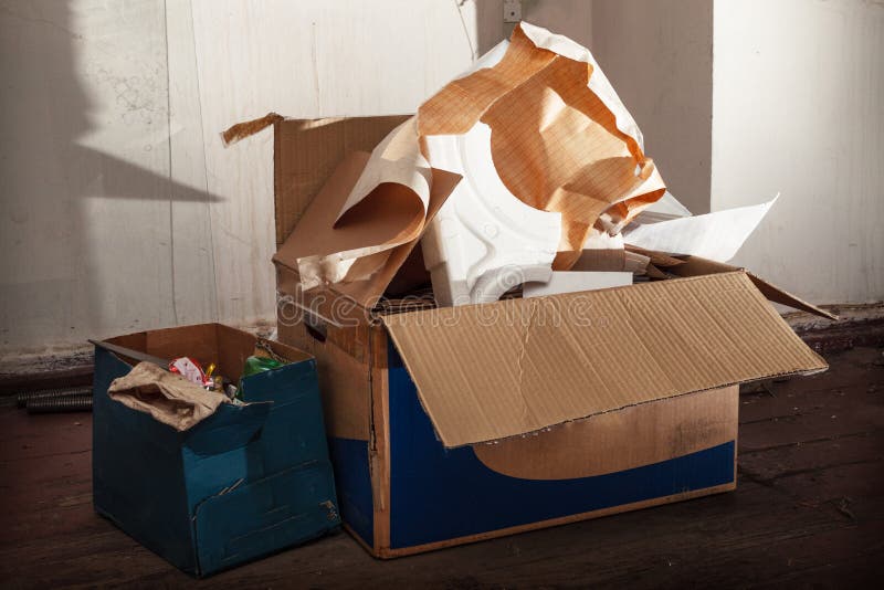 Boxes on the floor stock photo. Image of floor, chaos - 44460314