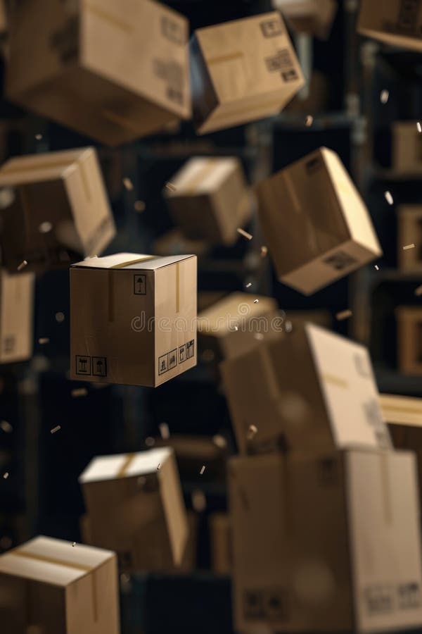 Boxes Flying through the Air, Suitable for Transportation Concepts ...