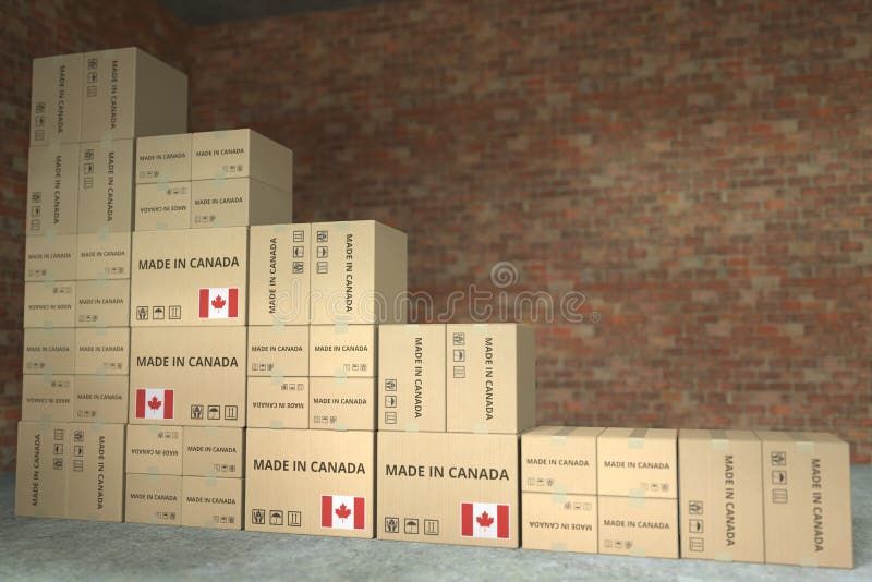 Declining Bar Chart Made with Boxes with Made in Canada Text ...