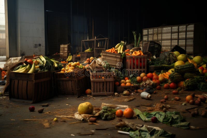 Boxes of Fruits and Vegetables in the Backyard of the Store Stock Image ...