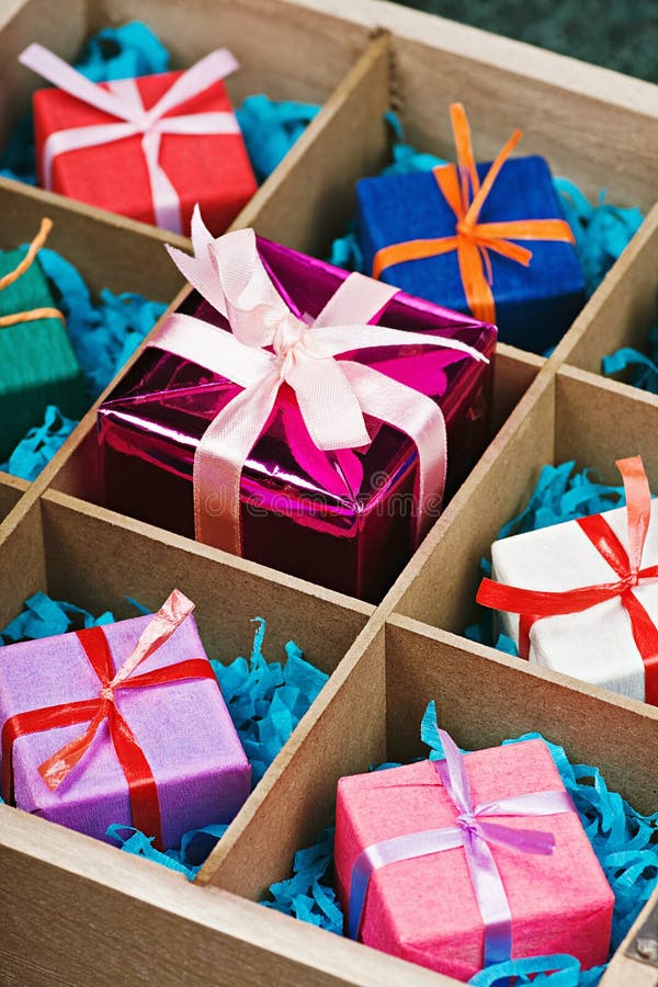Boxes with Gifts in a Wooden Box Stock Image - Image of symbol ...