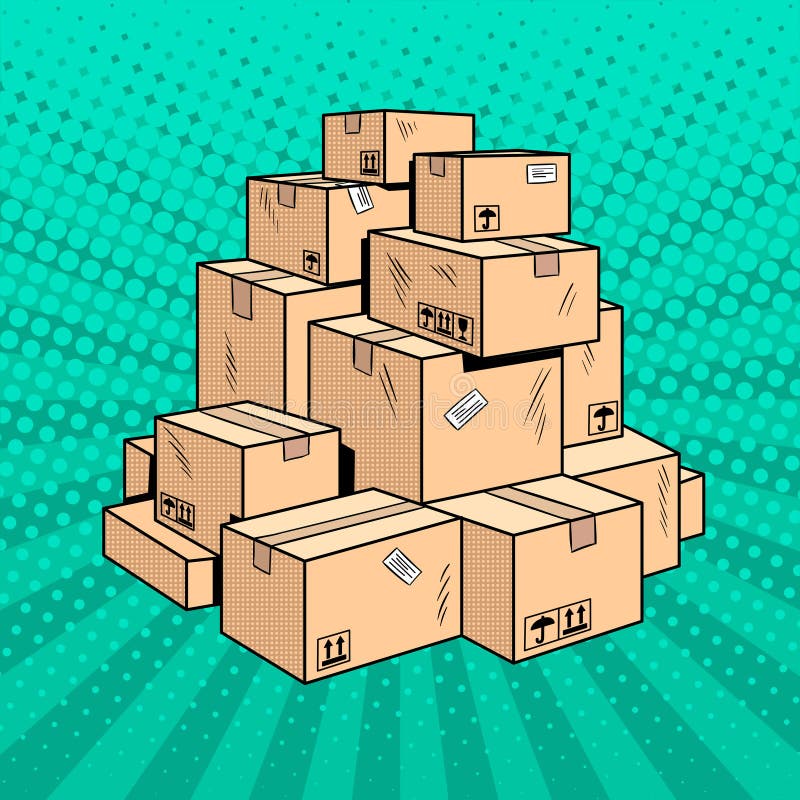 Boxes with Goods Pop Art Vector Illustration Stock Vector ...
