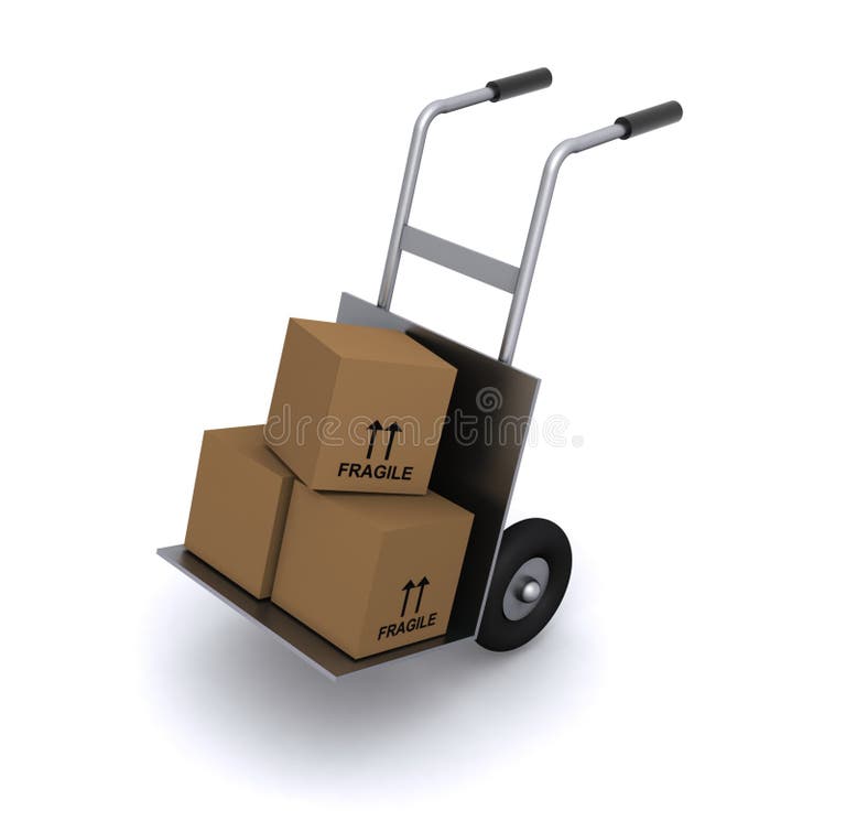 Boxes on hand truck stock illustration. Illustration of hand - 20324640