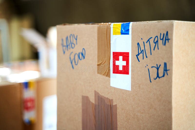 Boxes with Humanitarian Aid for Ukraine in Volunteer Centre Warehouse ...