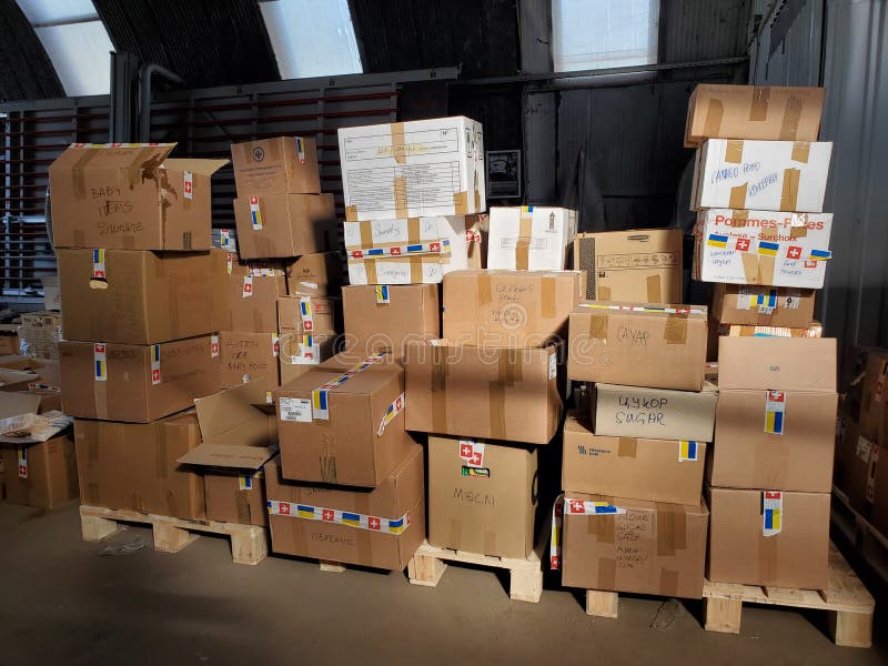 Boxes with Humanitarian Aid for Ukraine in Volunteer Centre Warehouse ...