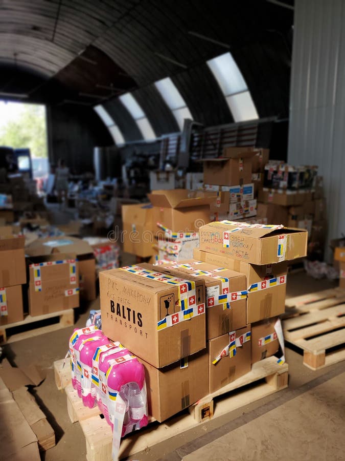 Boxes with Humanitarian Aid for Ukraine in Volunteer Centre Warehouse ...