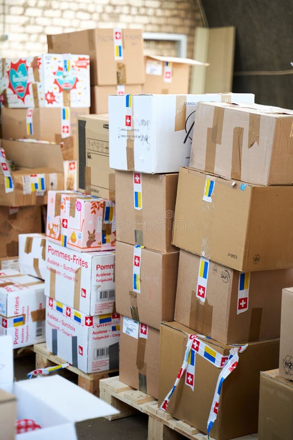 Boxes with Humanitarian Aid for Ukraine in Volunteer Centre Warehouse ...