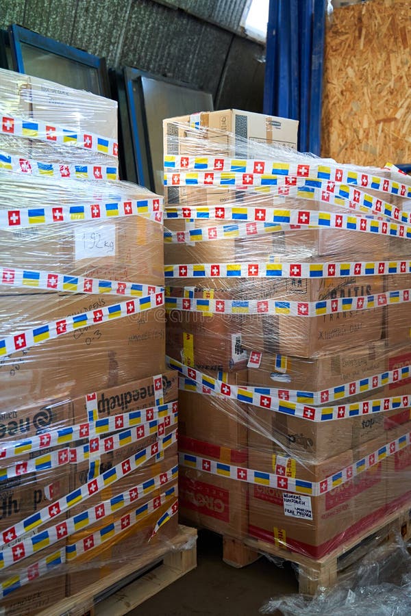 Boxes with Humanitarian Aid for Ukraine in Volunteer Centre Warehouse ...