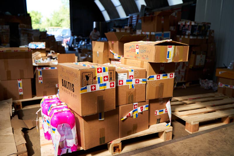 Boxes with Humanitarian Aid for Ukraine in Volunteer Centre Warehouse ...