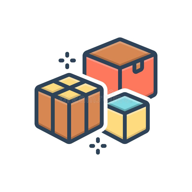 Color Illustration Icon for Boxes, Carton and Storage Stock ...