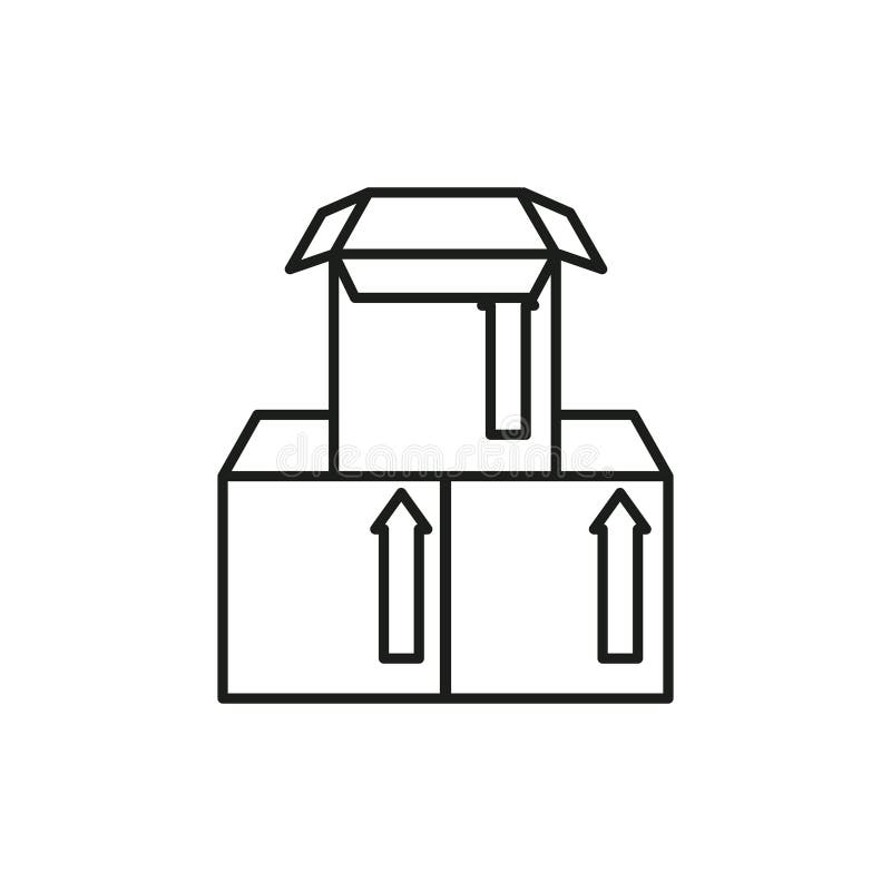 Boxes Icon Flat Line Symbol Set Stock Vector - Illustration of symbol ...