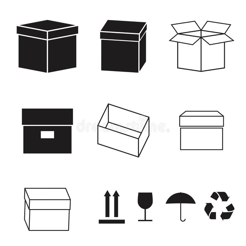 Boxes icon set stock illustration. Illustration of market - 98637720