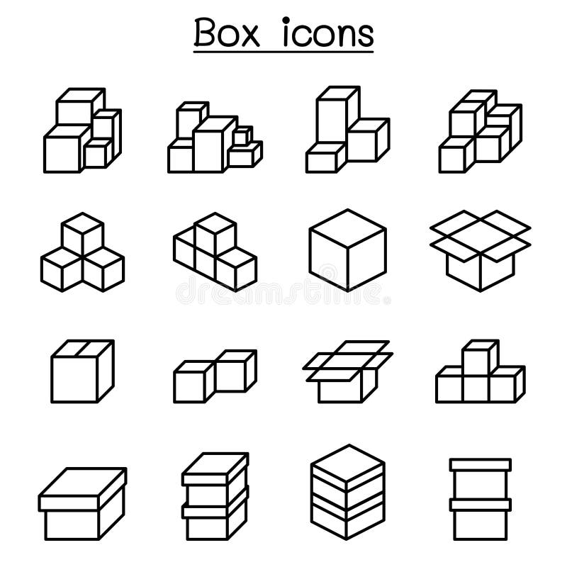 Boxes icon set stock vector. Illustration of size, delivery - 123577670