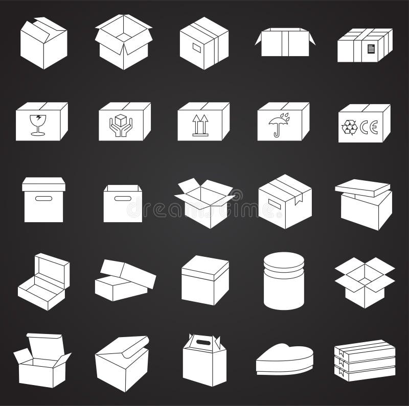 Boxes Icons Set on Circles Background for Graphic and Web Design ...