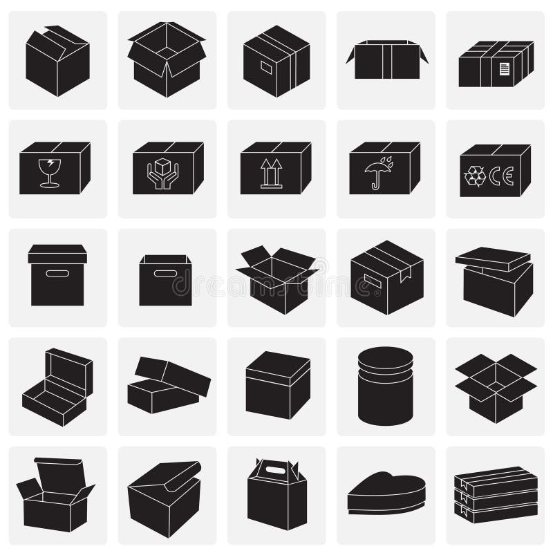 Boxes Icons Set on Squares Background for Graphic and Web Design ...
